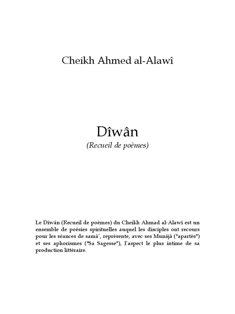 Dîwân de Cheikh Ahmed al-Alawî | PDF | Infini | Dieu