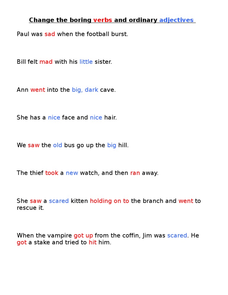 Boring Verbs and Adjectives | PDF