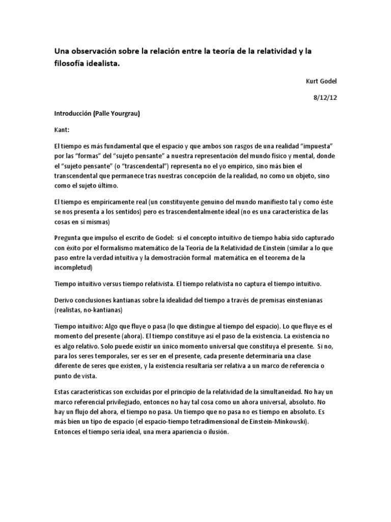 Relatividad y Filosofía del Tiempo | PDF | Relatividad general | Teoría ...