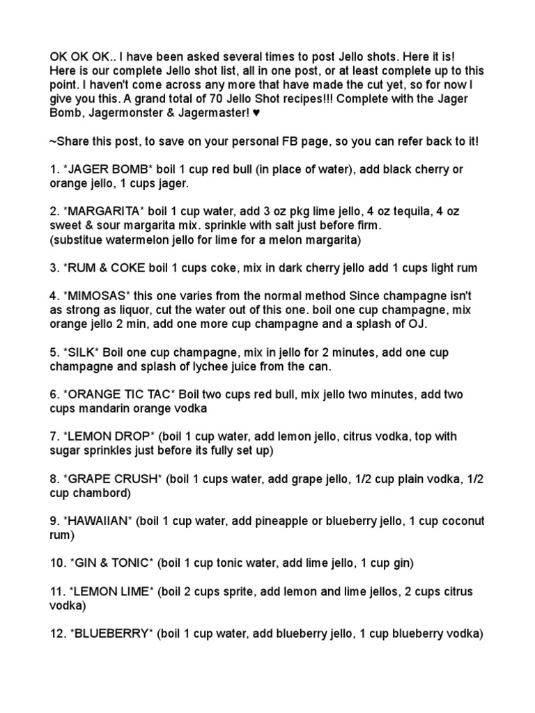 70 Jello Shots Recipes | PDF | Business