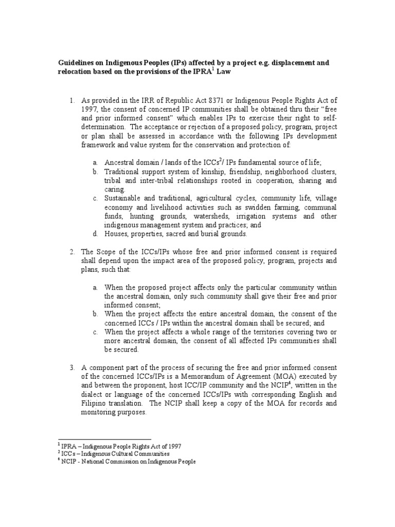 Indigenous Peoples Project Guidelines | PDF | Indigenous Peoples ...