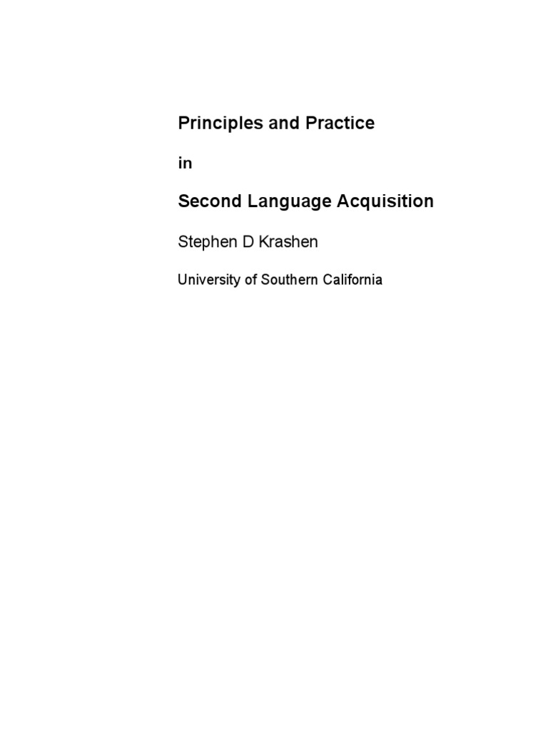 Principles and Practice in 2nd LA, Stephen Krashen | PDF | Second ...