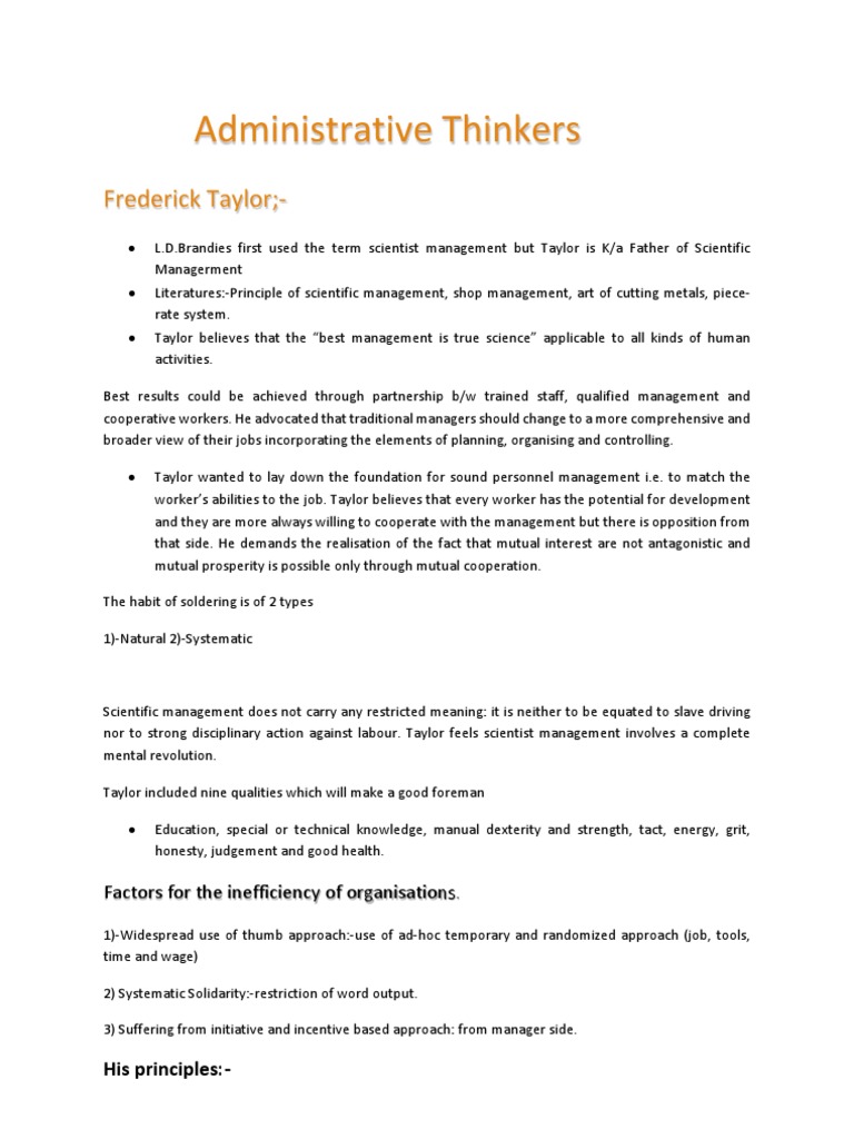 Administrative Thinkers 1 | PDF | Bureaucracy | Max Weber