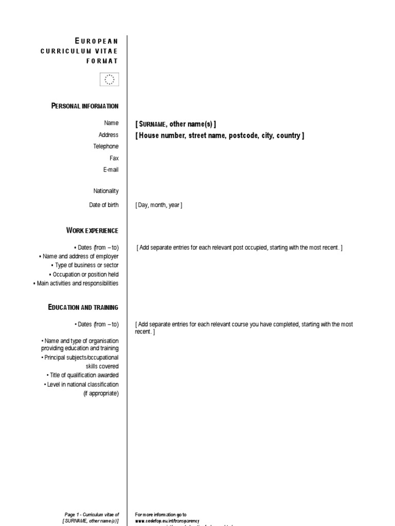 European CV Template in English | PDF