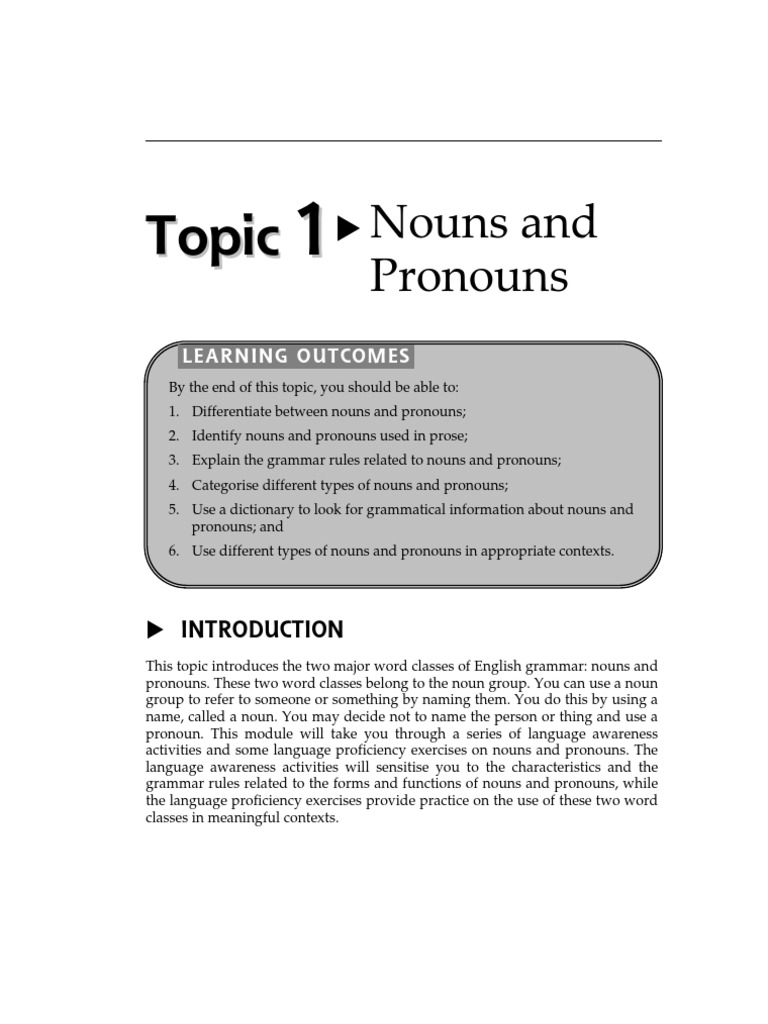 Nouns and Pronouns: A Comprehensive Guide | PDF | Pronoun | Grammatical ...