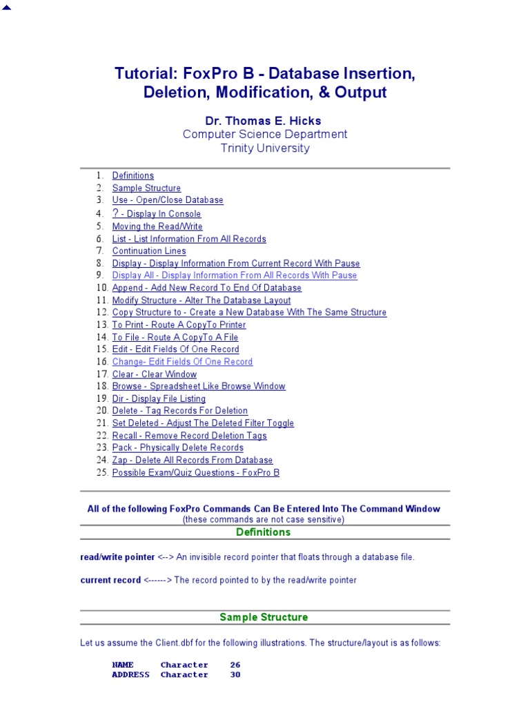 Foxpro Tutorial B | PDF | Text File | Computer File Foxpro Tutorial B | PDF | Text File | Computer File