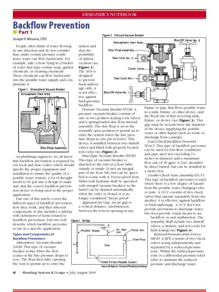Backflow Prevention Devices Overview | PDF | Plumbing | Water Supply ...