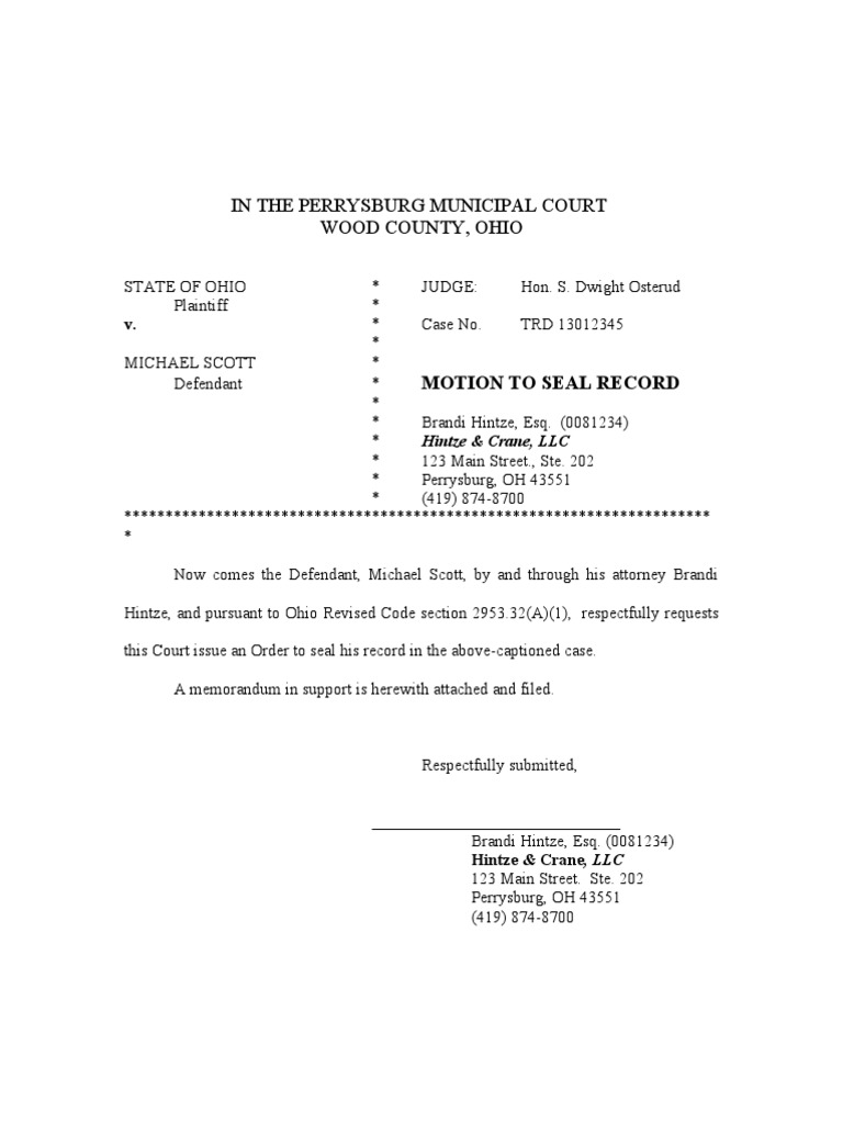 Motion To Seal Record | PDF