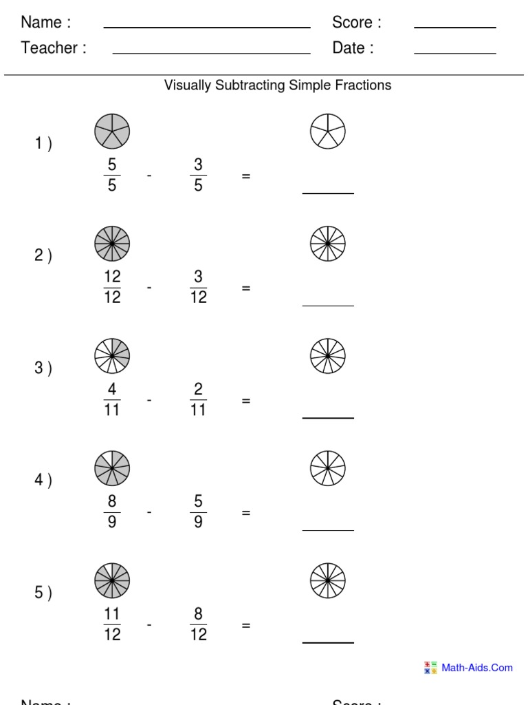 Visually Subtracting Simple Fractions | PDF | Arithmetic | Teaching ...