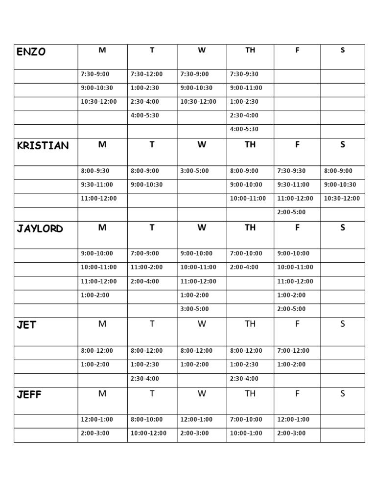 Class Schedule | PDF | Sports & Recreation | Social Science
