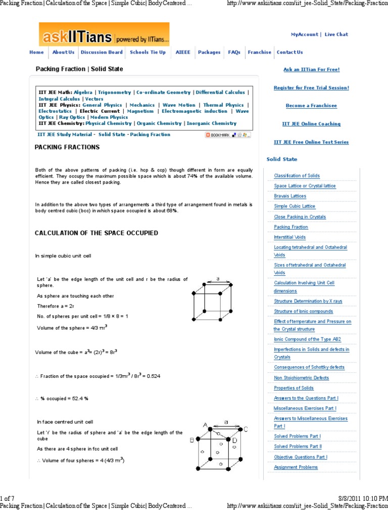 Packing Fraction _ Calculat. | Crystal Structure | Crystallography