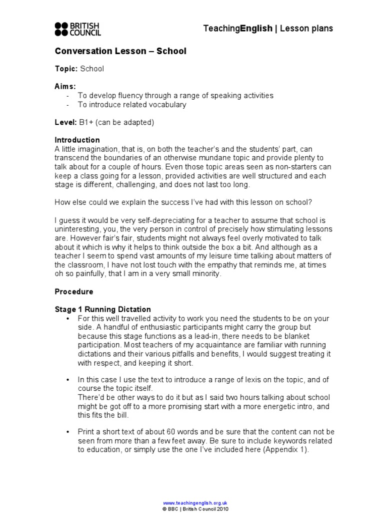 Conversation Lesson Plan | PDF | Lesson Plan | Teachers