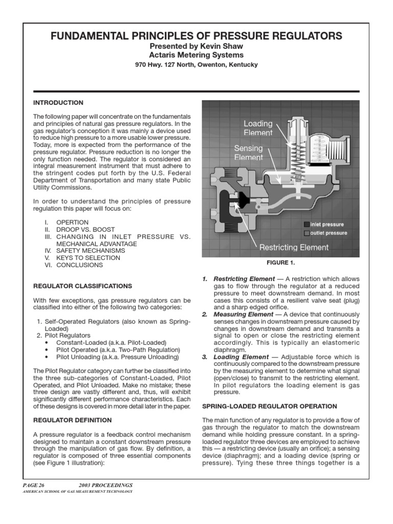 Principles of Gas Pressure Regulators | PDF | Valve | Force