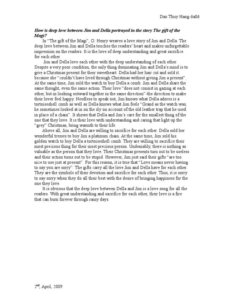 How Is Deep Love Between Jim and Della Portrayed in The Story The Gift ...