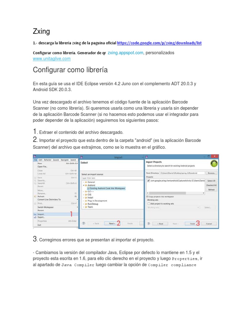 Tutorial de Instalacion Zxing | PDF | Eclipse (software) | Java ...