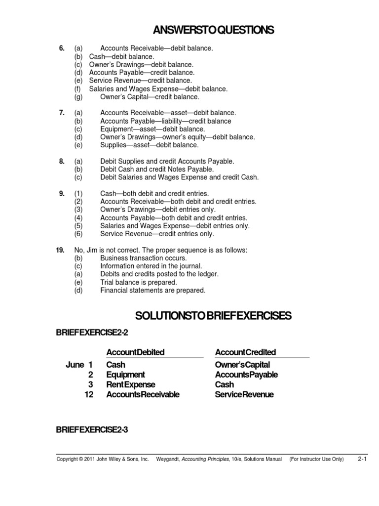 Solutions To Assigned Exercises Ch2 | PDF | Debits And Credits ...