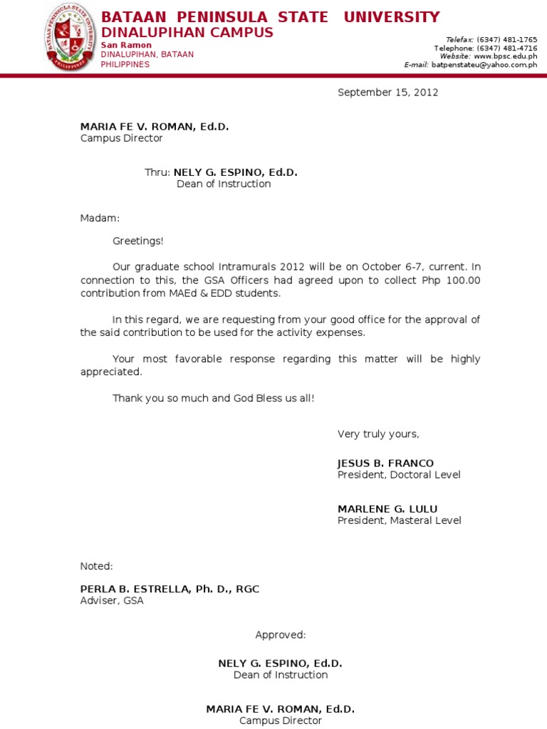 Intrams Letter | PDF