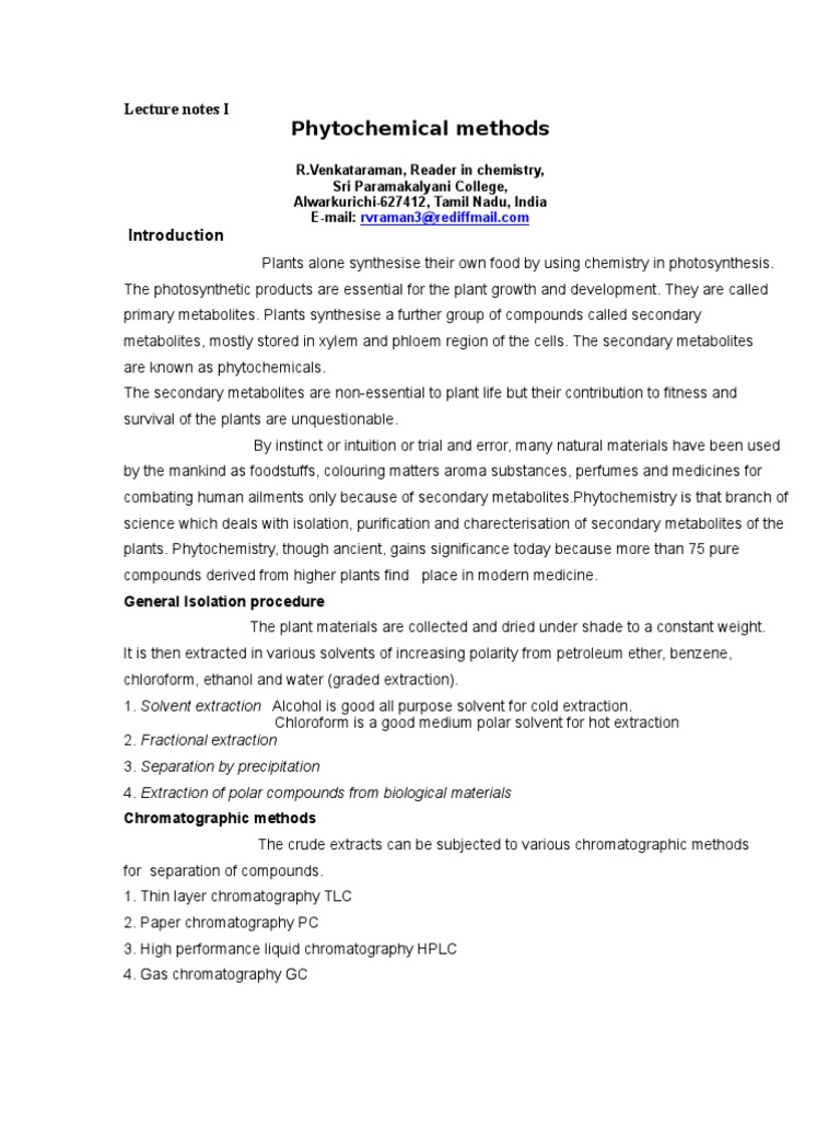 Phytochemical Methods Overview | PDF | Two Dimensional Nuclear Magnetic ...