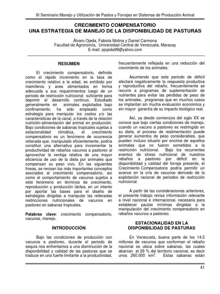 Uso Del Crecimiento Compensatorio en Manejo de Pasturas | PDF