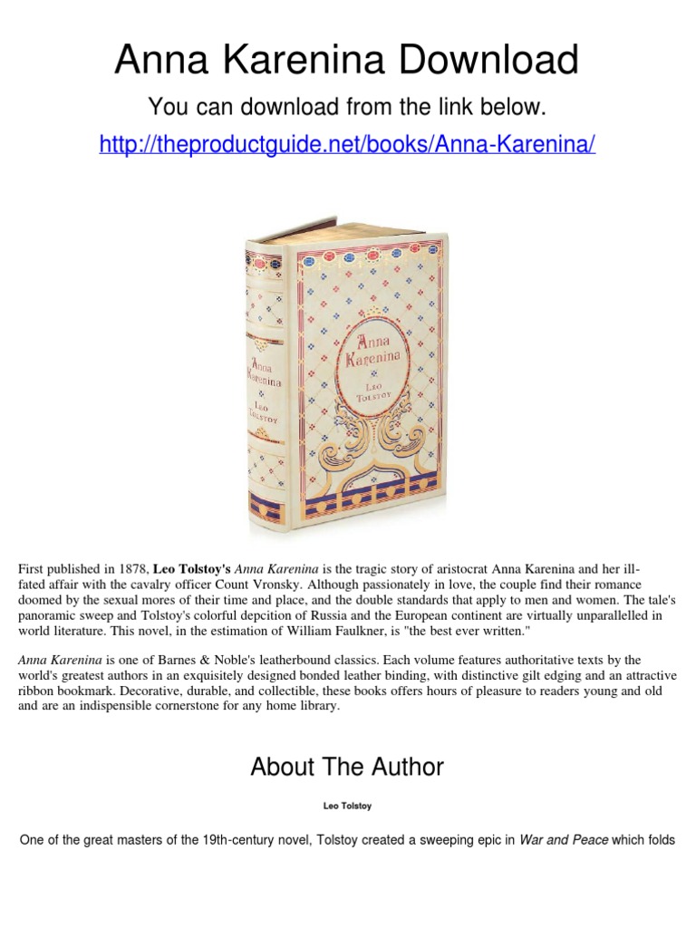 Anna Karenina Download Download Free Pdf Leo Tolstoy Anna Karenina