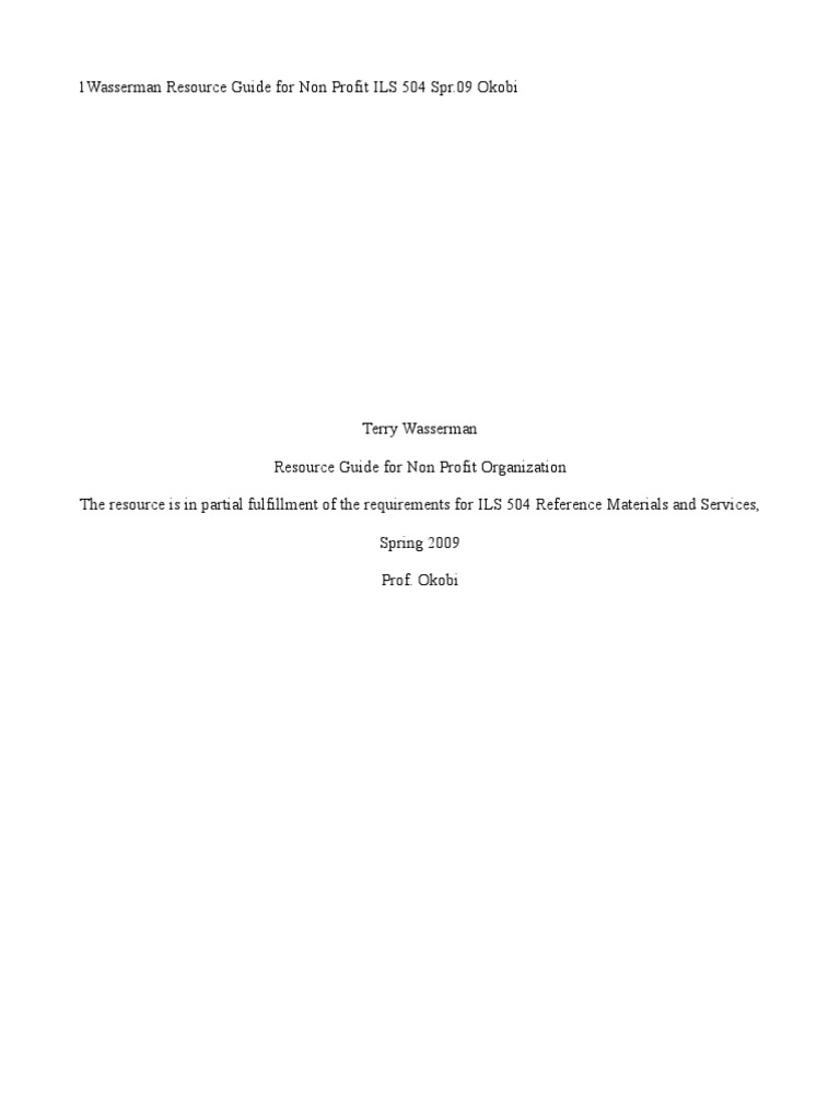Non-Profit Resource Guide | PDF | Grant Writing | Hiv/Aids