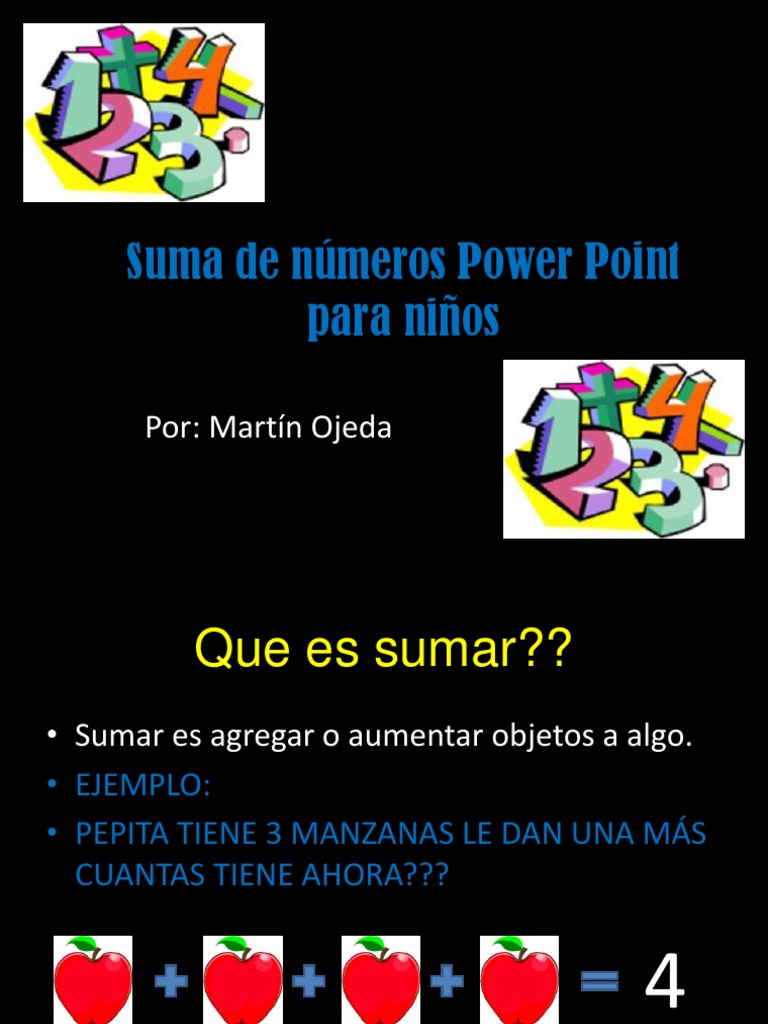 Suma de Números Power Point para Niños | PDF