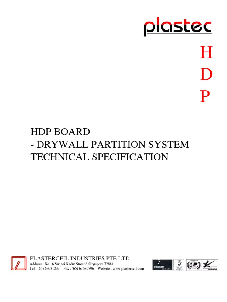 HDP Board Partition Specification | PDF | Drywall | Galvanization