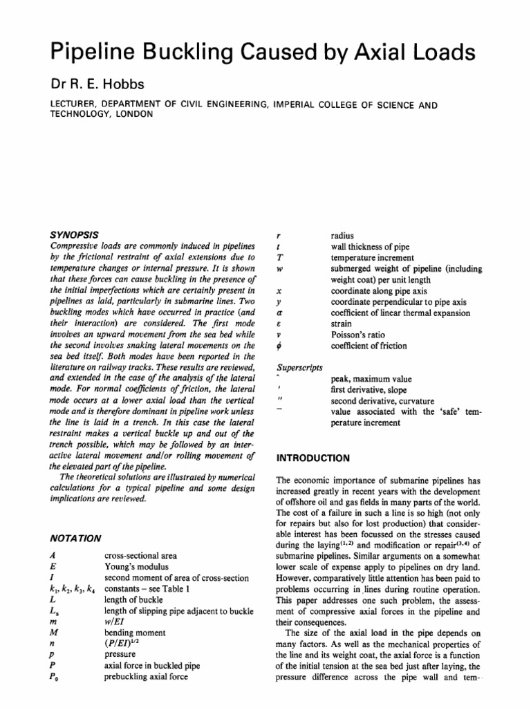 Pipeline Buckling Caused by Axial Loads | PDF | Buckling | Bending