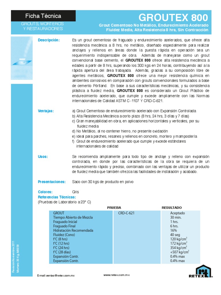 Grout Cementoso de Alta Resistencia | PDF | Cemento | Industrias