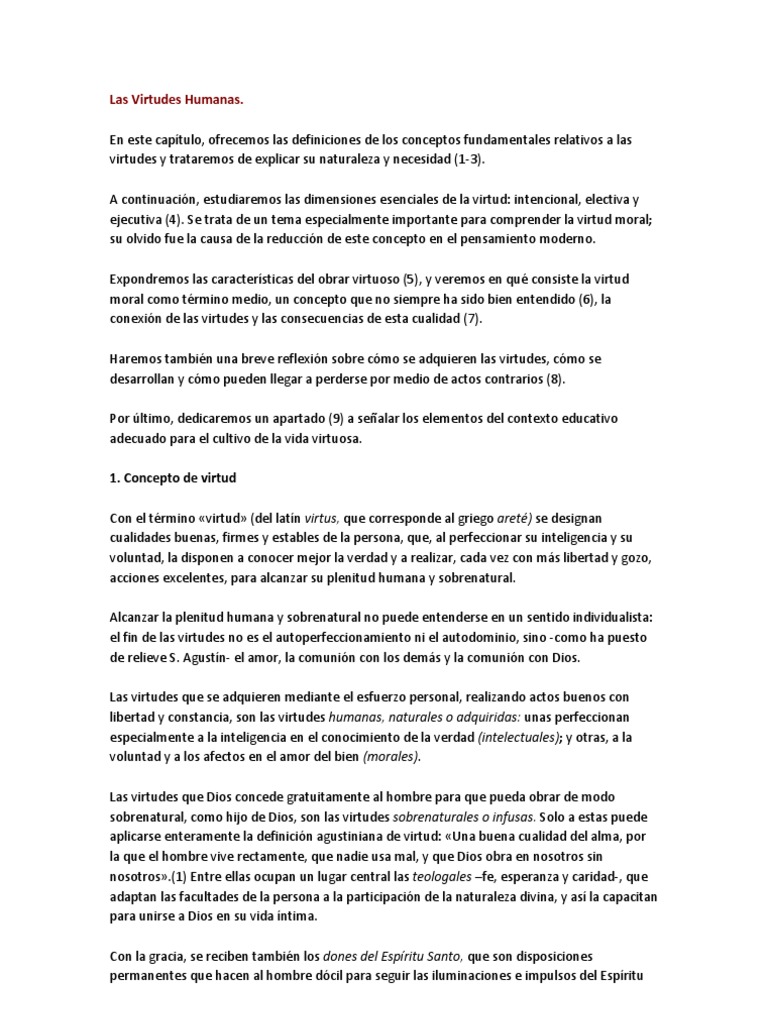 Las Virtudes Humanas Pdf Moralidad Verdad
