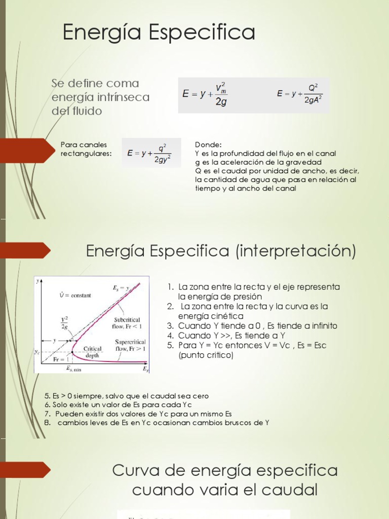 Energía Especifica | PDF | Descarga (hidrología) | Movimiento (física)