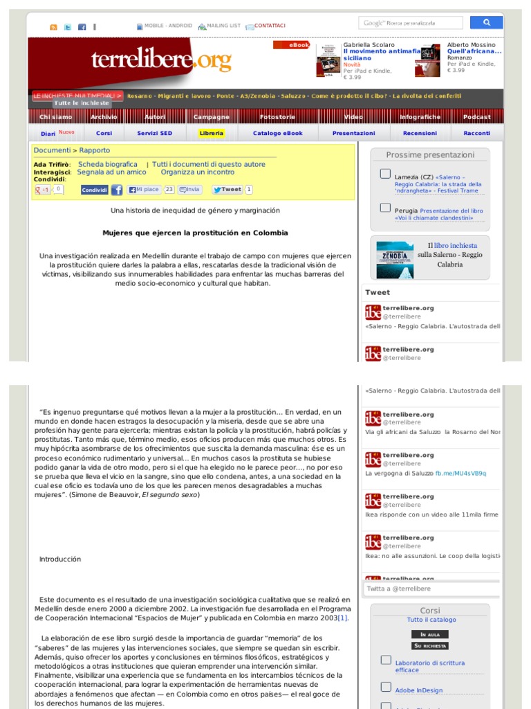 Mujeres Que Ejercen La Prostitución En Colombia Pdf Prostitución