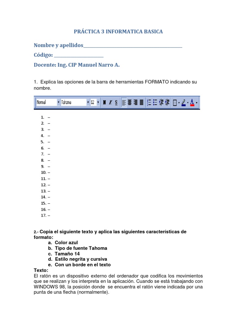 Práctica 3 Informatica Basica - Word | PDF