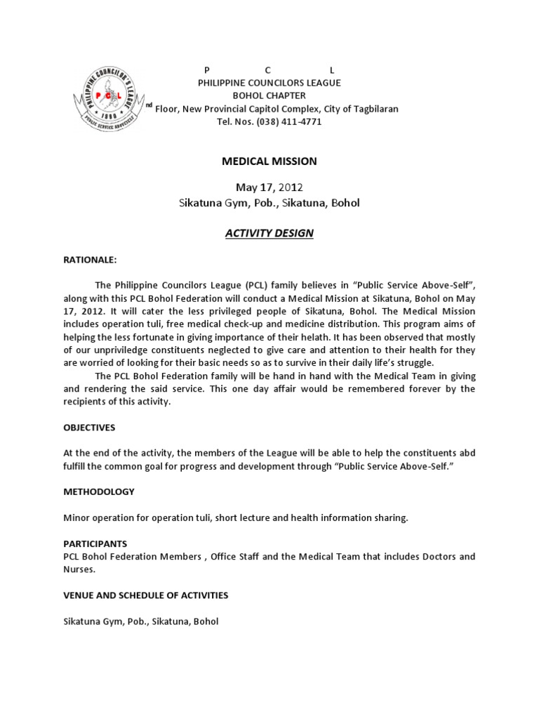 Medical Mission Activity Design 2012 | PDF