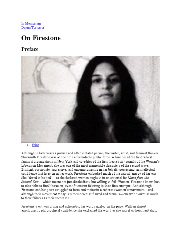Remembering Shulamith Firestone | PDF | Feminism | Gender Studies