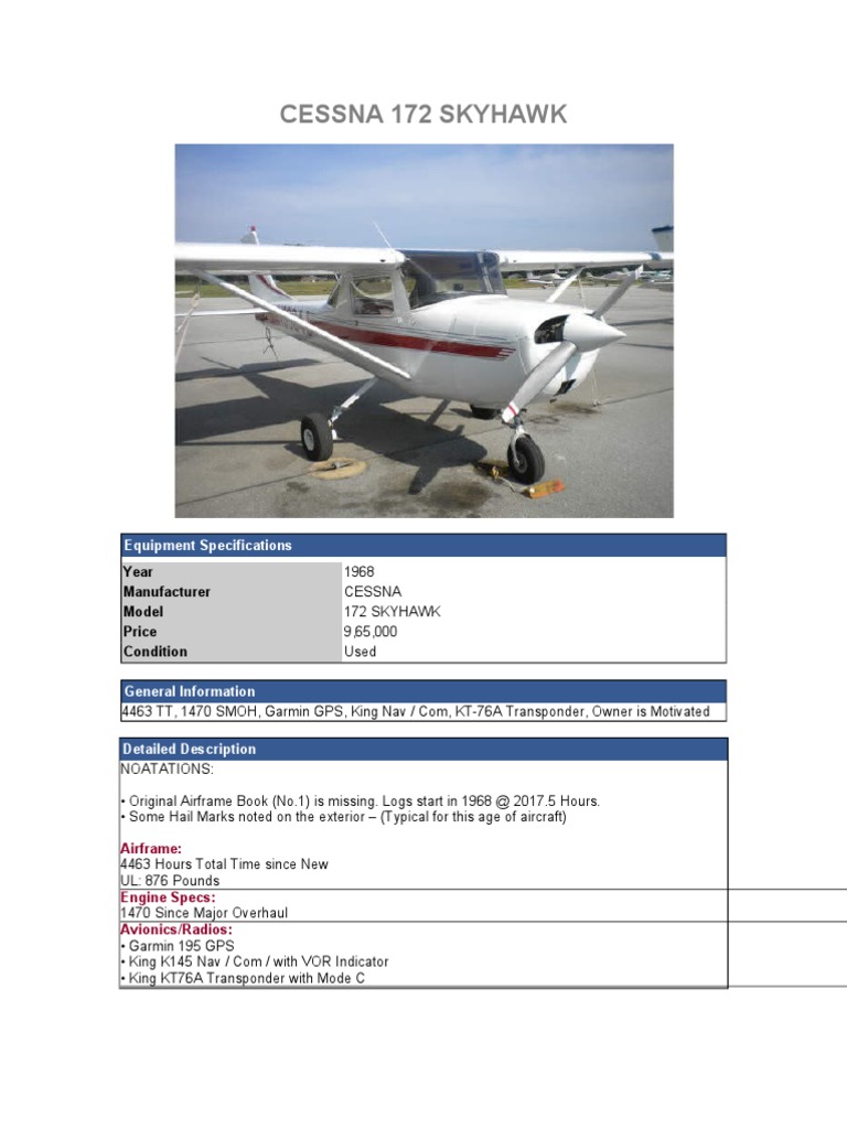 Wing Tip Cessna 172 Dimensions