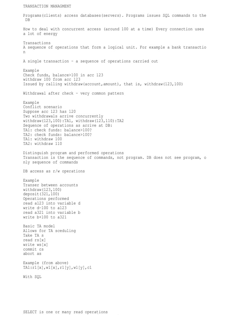 351 Notes | PDF | Database Transaction | Acid