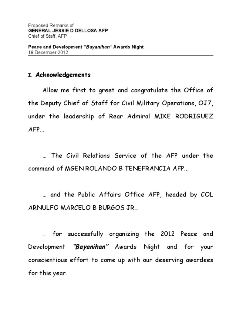 AFP Bayanihan Awards Night | PDF | Peace | Philippines
