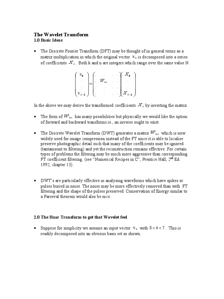 Wavelets Documentation Pdf Wavelet Discrete Fourier Transform