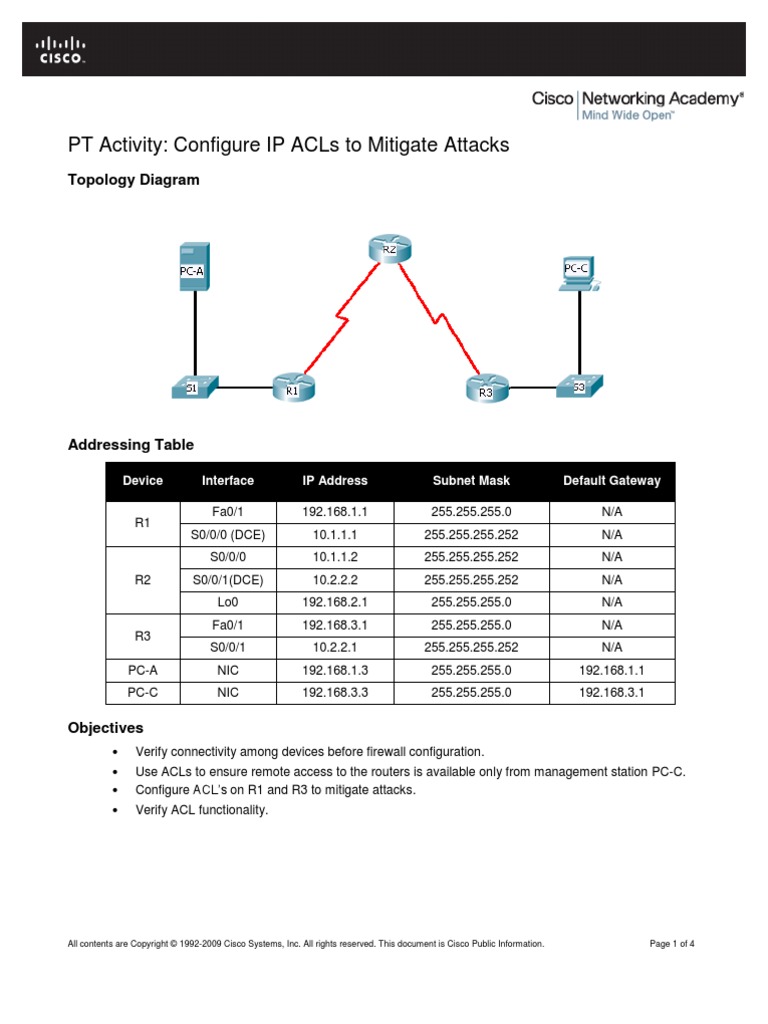 Lab CCNA Security ACL | PDF | Ip Address | Router (Computing)