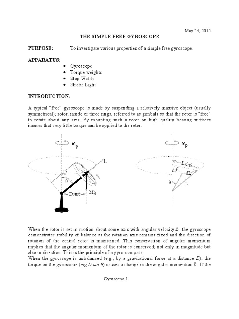 Gyroscope Lab MechII | PDF | Gyroscope | Rotation Around A Fixed Axis