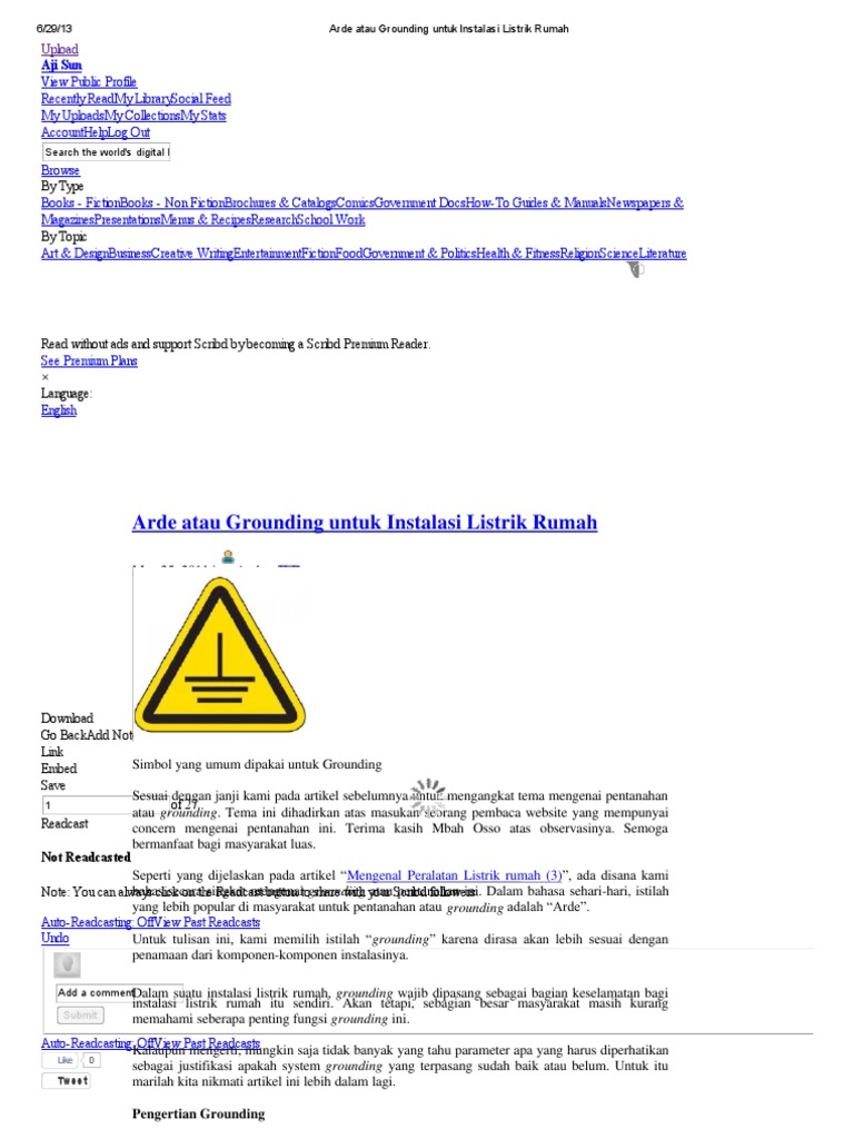 Arde Atau Grounding Untuk Instalasi Listrik Rumah | PDF