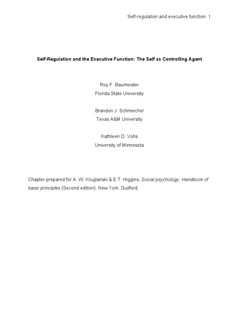 Self Regulation | PDF | Self Control | Self-Management