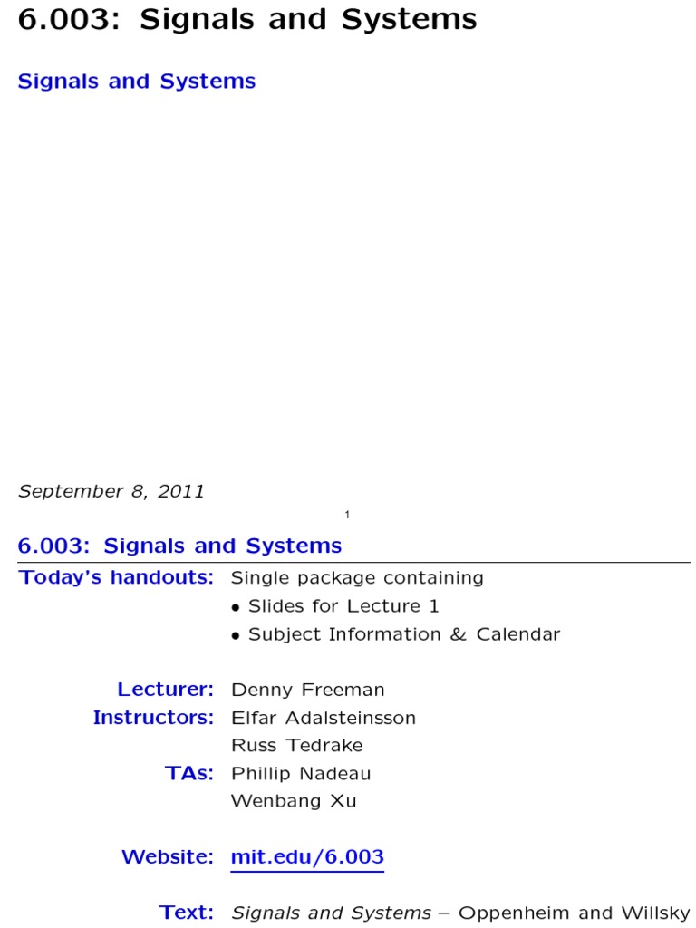 Signals and Systems | PDF | Signal (Electrical Engineering) | Sampling ...