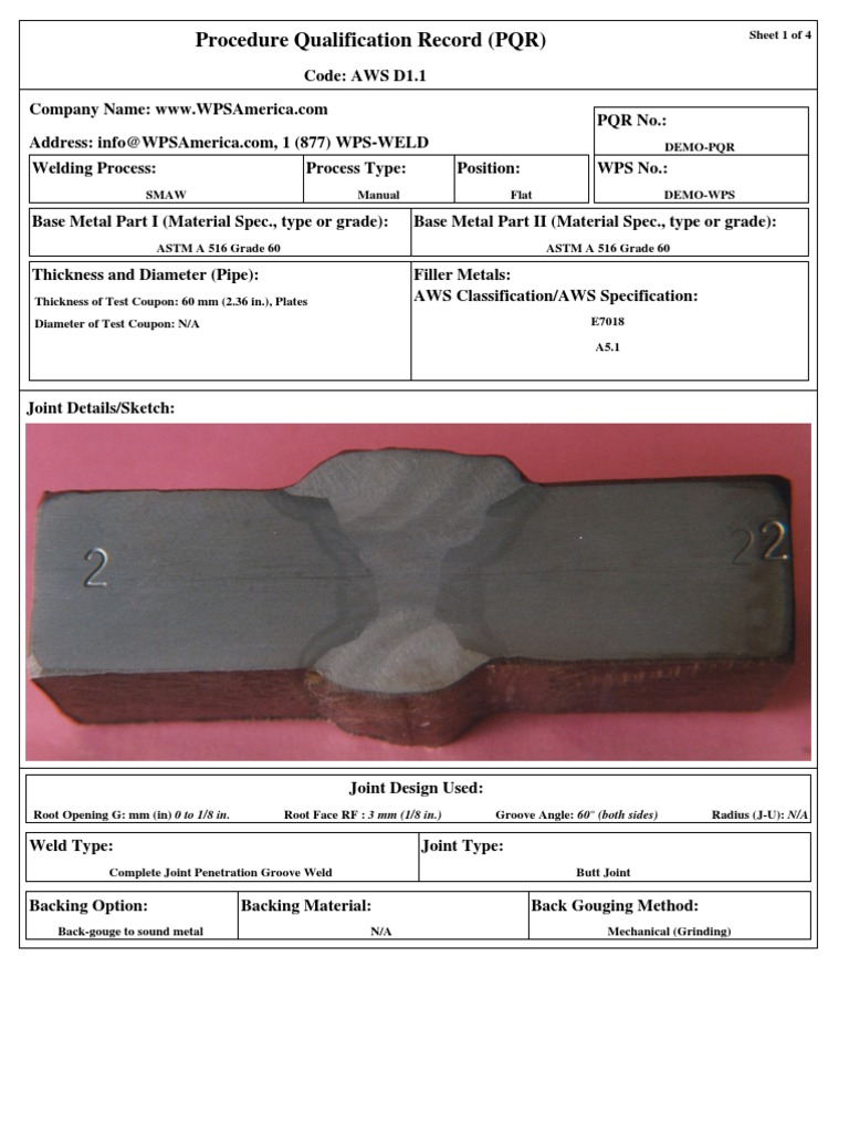 Sample PQR | PDF | Welding | Construction