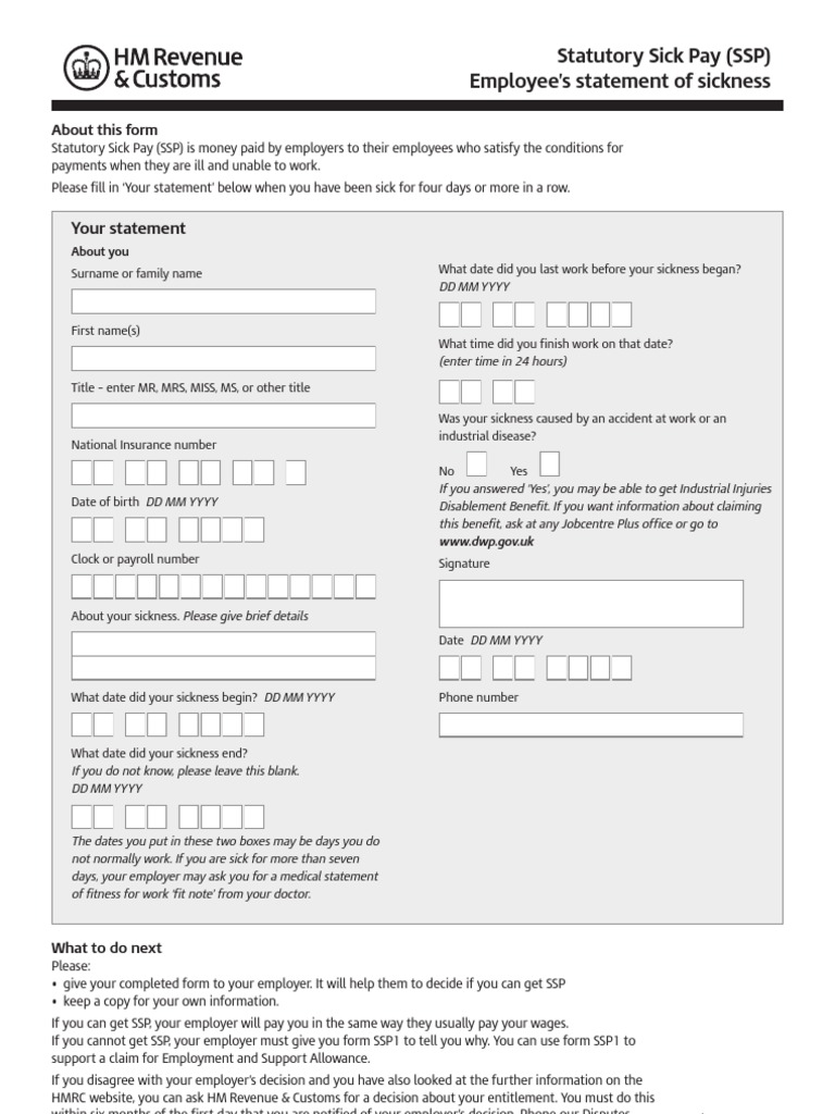 SSP | PDF | Sick Leave | Employment
