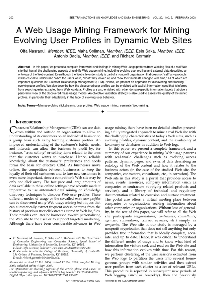 Web Usage Mining | PDF | Cluster Analysis | World Wide Web