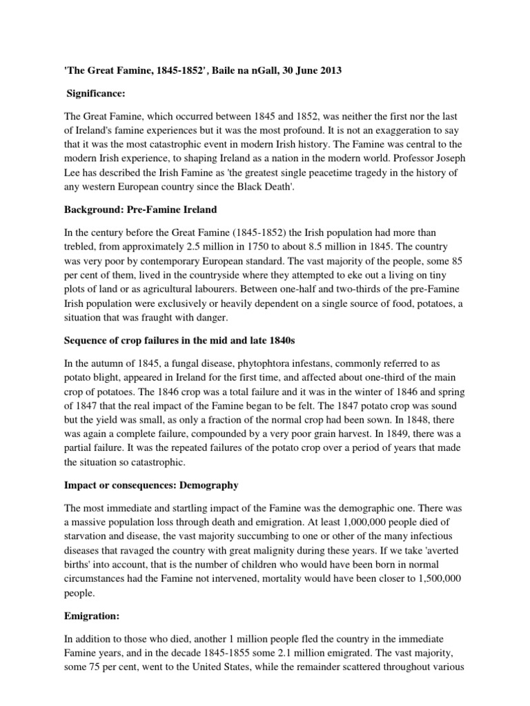 The Great Irish Famine: Causes & Impact | PDF | Great Famine (Ireland ...