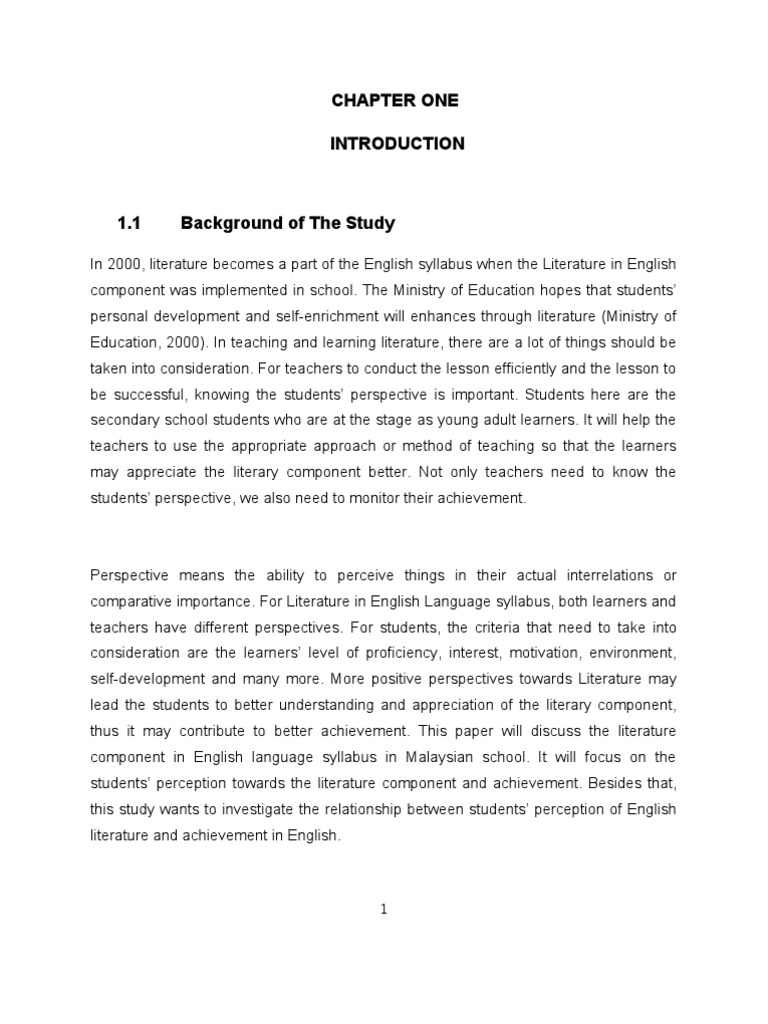 Research Proposal: Chapter 1 | PDF | English As A Second Or Foreign ...