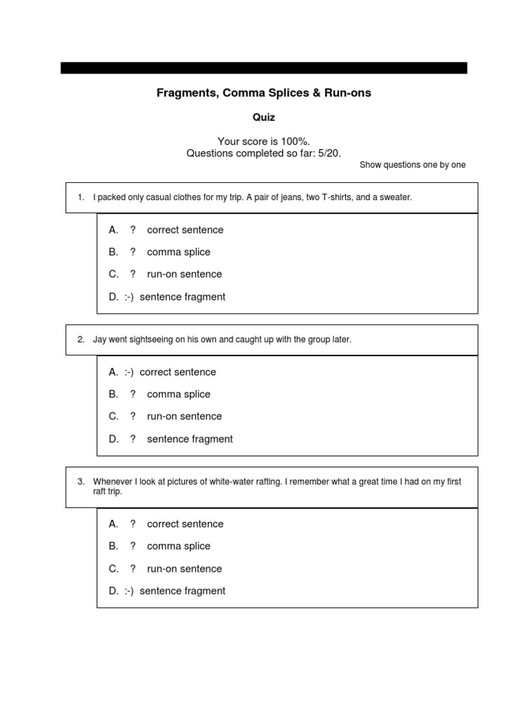 Fragment, Run On, Comma Splice | PDF | Slang | Orthography
